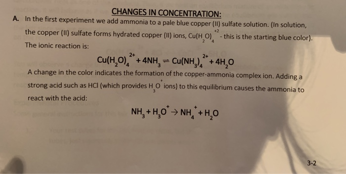 +2 CHANGES IN CONCENTRATION: A. In the first | Chegg.com