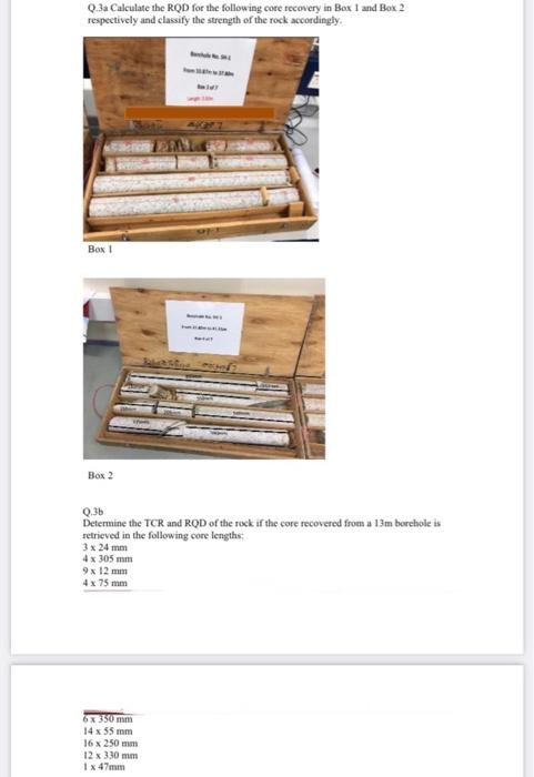 Solved ⋯⋯Q.3a Calculate the RQD for the following core | Chegg.com