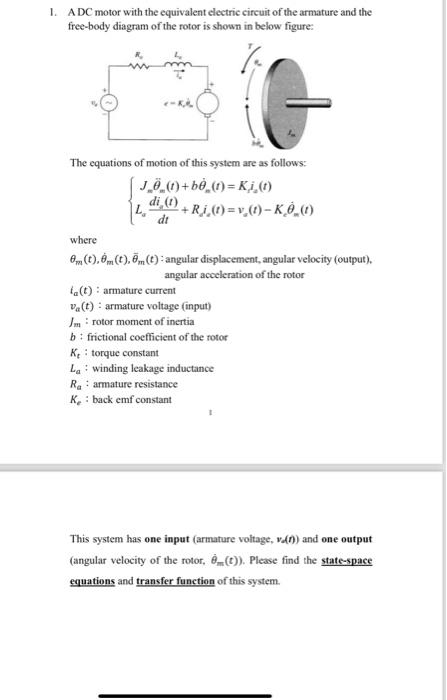 1. ADC motor with the equivalent electric circuit of | Chegg.com