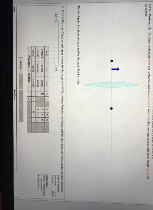 Solved (10%) Problem 11: An object with height 0.95 cm is | Chegg.com