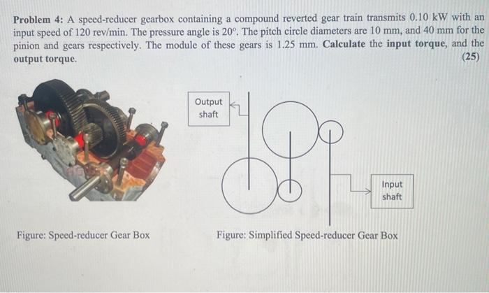 Solved Problem 4: A speed-reducer gearbox containing a | Chegg.com