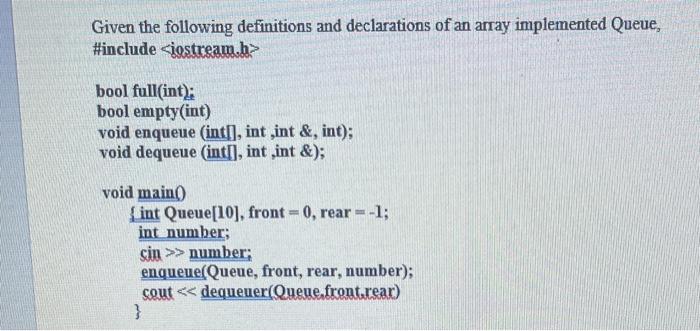 Solved Given the following definitions and declarations of | Chegg.com