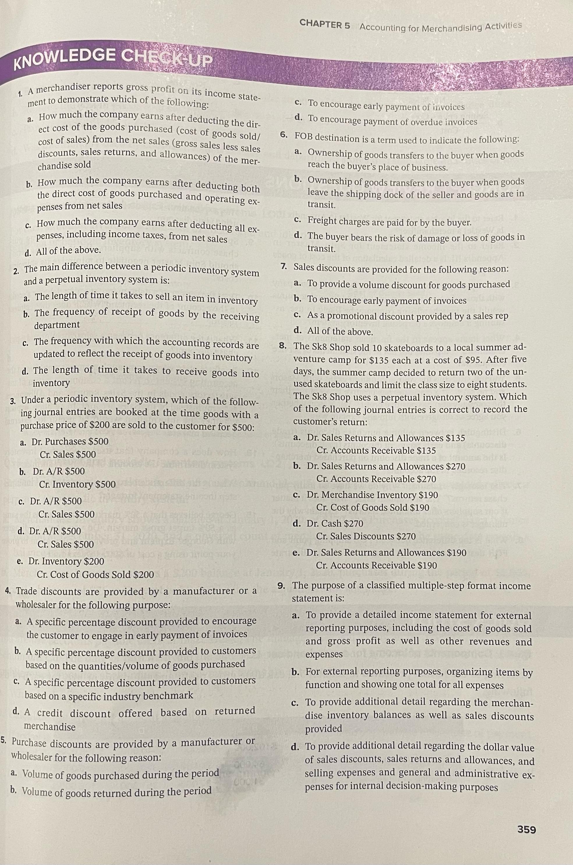 Solved I need answers of all 9 ﻿Question | Chegg.com