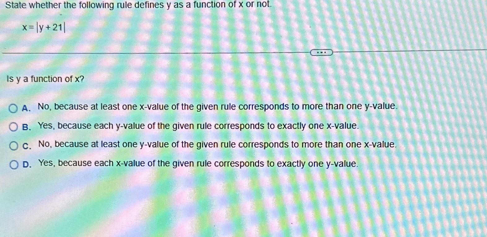 Solved State whether the following rule defines y ﻿as a | Chegg.com