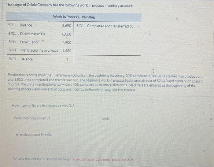 Solved The ledger of Oriole Company has the following work | Chegg.com
