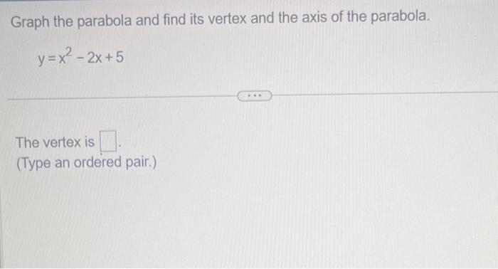Solved Graph the parabola and find its vertex and the axis | Chegg.com