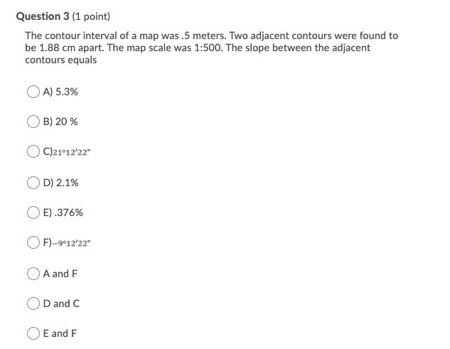 Solved Question 3 (1 point) The contour interval of a map | Chegg.com