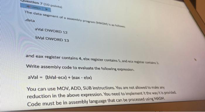 Solved and eax register contains 4, ebx register contains 5, | Chegg.com
