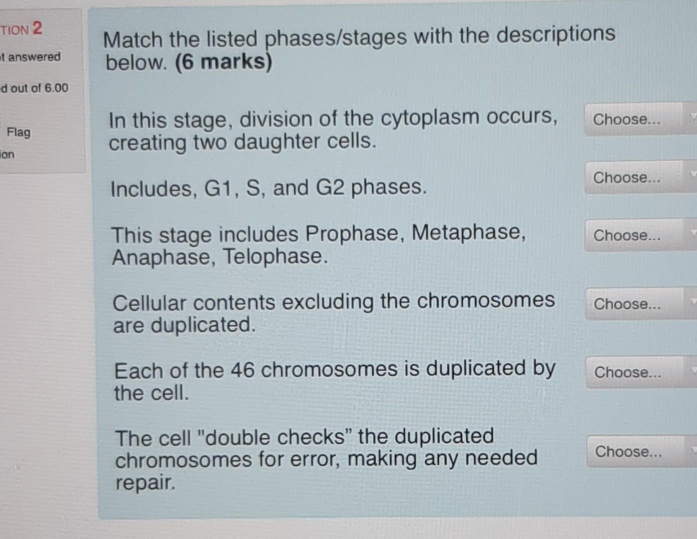 Solved TION 2 Match the listed phases/stages with the | Chegg.com
