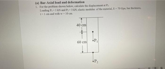 Solved (a) Bar-Axial load and deformation 1. For the problem | Chegg.com