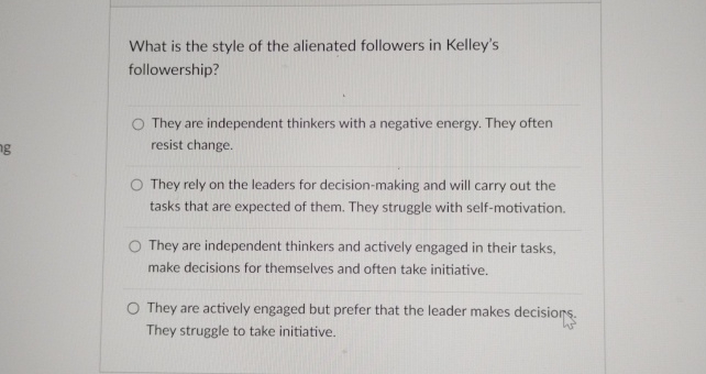 Solved What is the style of the alienated followers in | Chegg.com