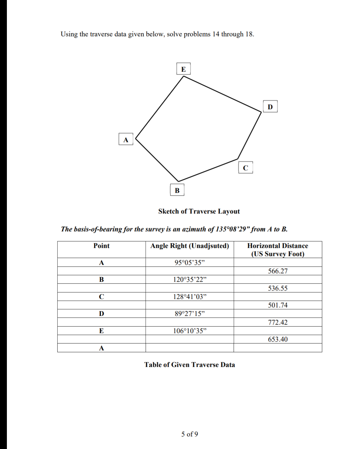 Solved Using the traverse data given below, solve problems | Chegg.com