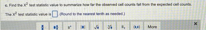 Solved c. Find the X2 test statistic value to summarize how | Chegg.com