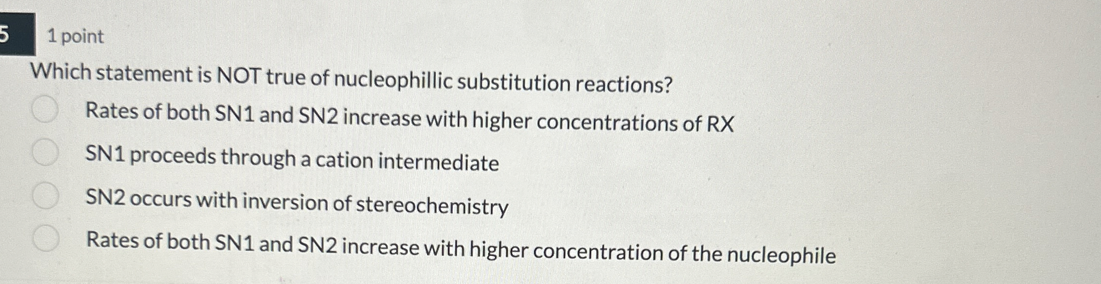 Solved 51 ﻿pointWhich statement is NOT true of nucleophillic | Chegg.com