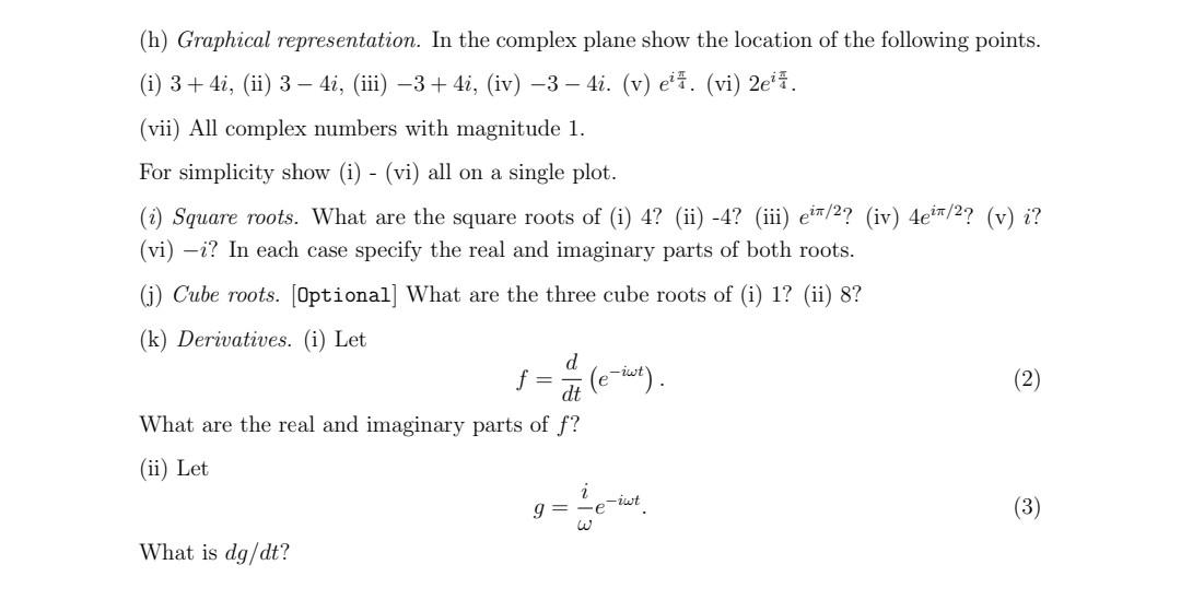 Solved (g) Cartesian form. For each complex number below | Chegg.com