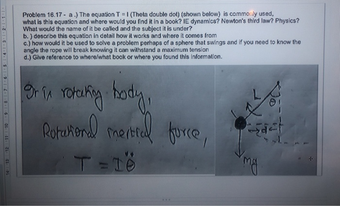 Solved Problem 16.17- a.) The equation T = 1 (Theta double | Chegg.com