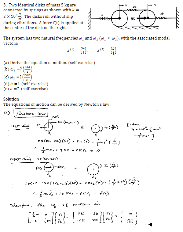 Solved 3. Two identical disks of mass 5 kg are connected by | Chegg.com