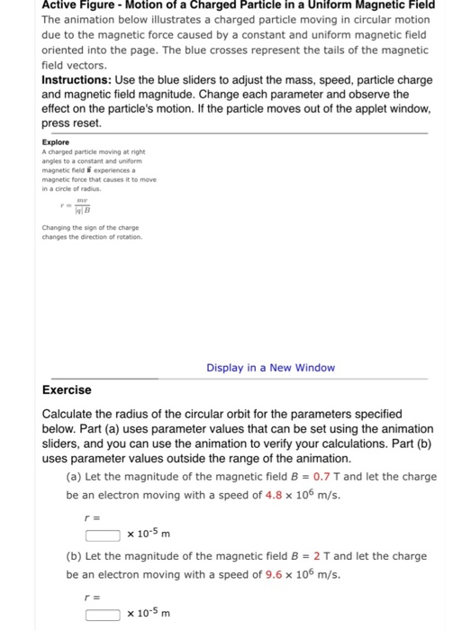 Solved Active Figure - Motion of a charged Particle in a | Chegg.com