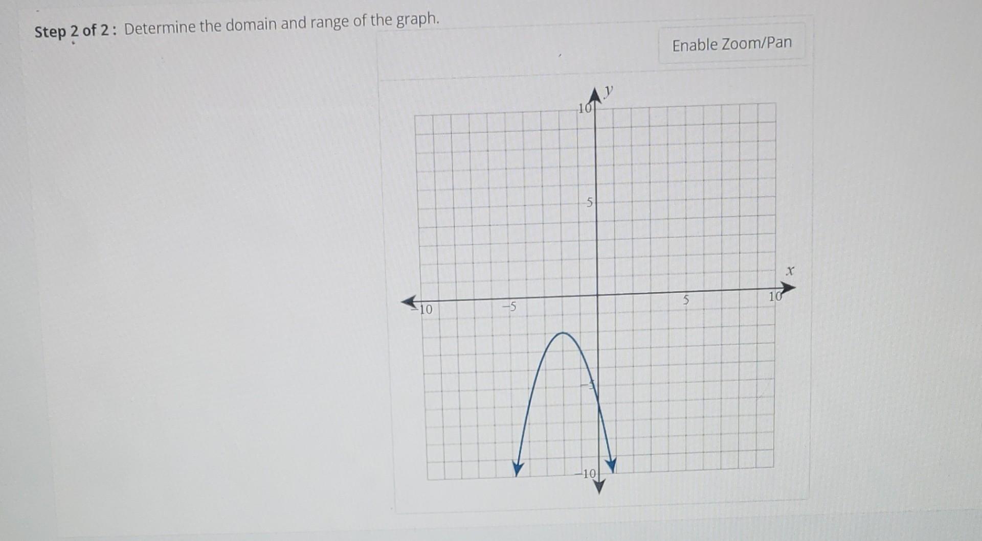Solved Step 2 of 2 : Determine the domain and range of the | Chegg.com