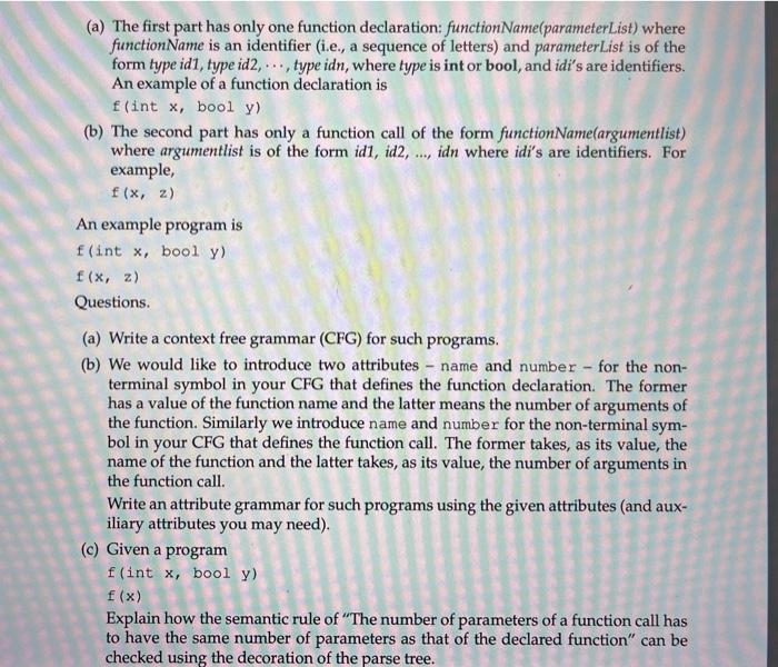 Solved (a) The first part has only one function declaration: | Chegg.com