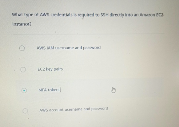 Solved What type of AWS credentials is required to SSH | Chegg.com
