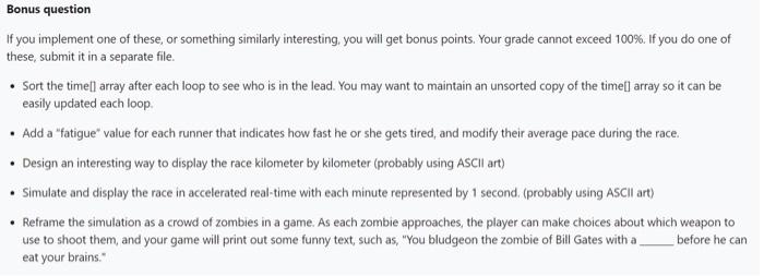 Solved Marathon Simulator We are going to simulate running a | Chegg.com