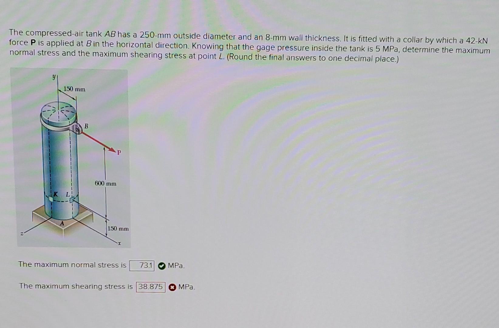 Solved The compressed-air tank AB has a 250 -mm outside | Chegg.com