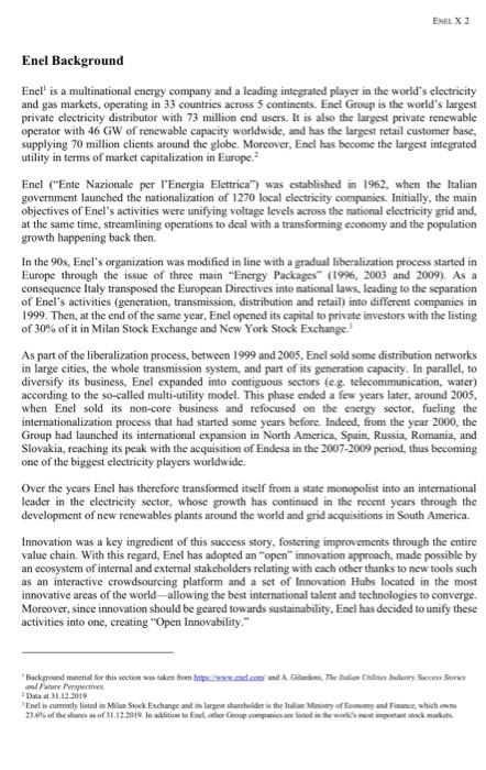 Enel X: Driving Digital Transformation in the Energy | Chegg.com