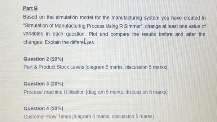 Solved Part B Based on the simulation model for the | Chegg.com