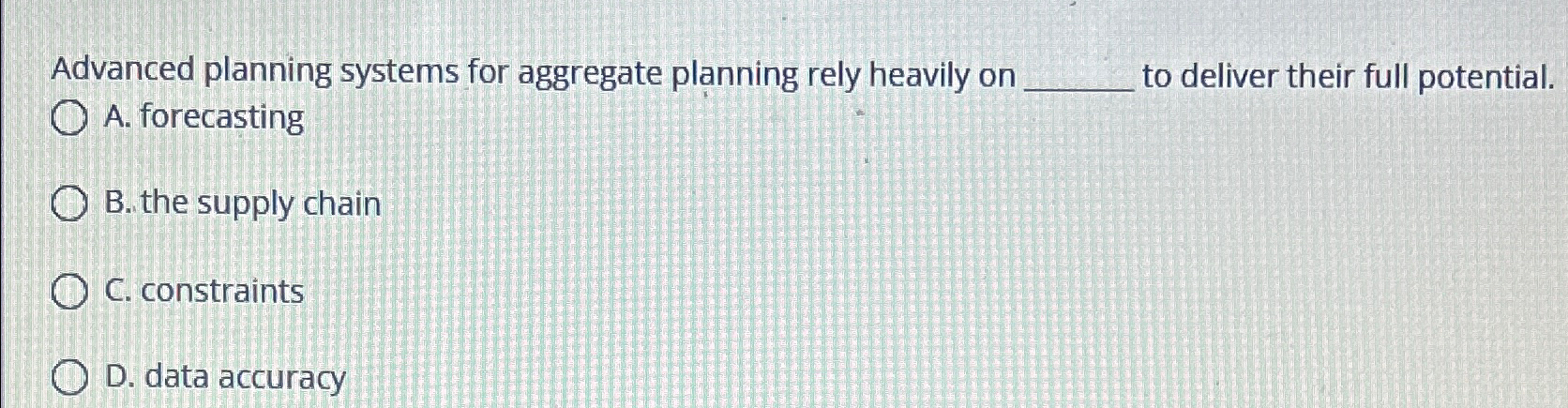 Solved Advanced planning systems for aggregate planning rely | Chegg.com