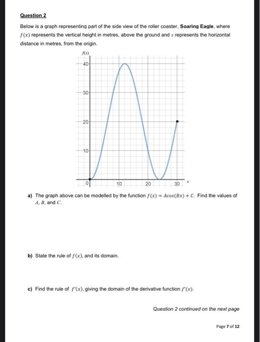 Solved Question 2 Below is a qraph representing part of the | Chegg.com