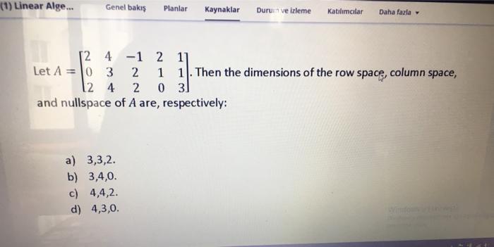 Solved (1) Linear Alge... Genel bakış Planlar Kaynaklar | Chegg.com