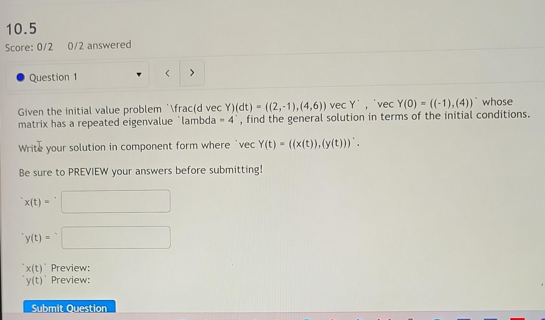 Solved Given the initial value problem 'Ifrac(d vec | Chegg.com