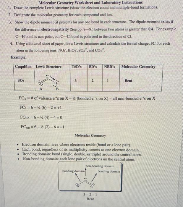 Solved Molecular Geometry Worksheet and Laboratory | Chegg.com