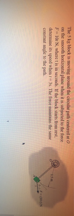 Solved The 5 kg block is moving around the circular path | Chegg.com