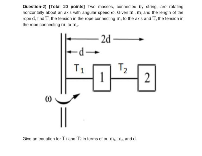 Solved Question-2) (Total 20 points) Two masses, connected | Chegg.com
