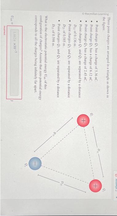 Three point charges are arranged in a triangle as | Chegg.com