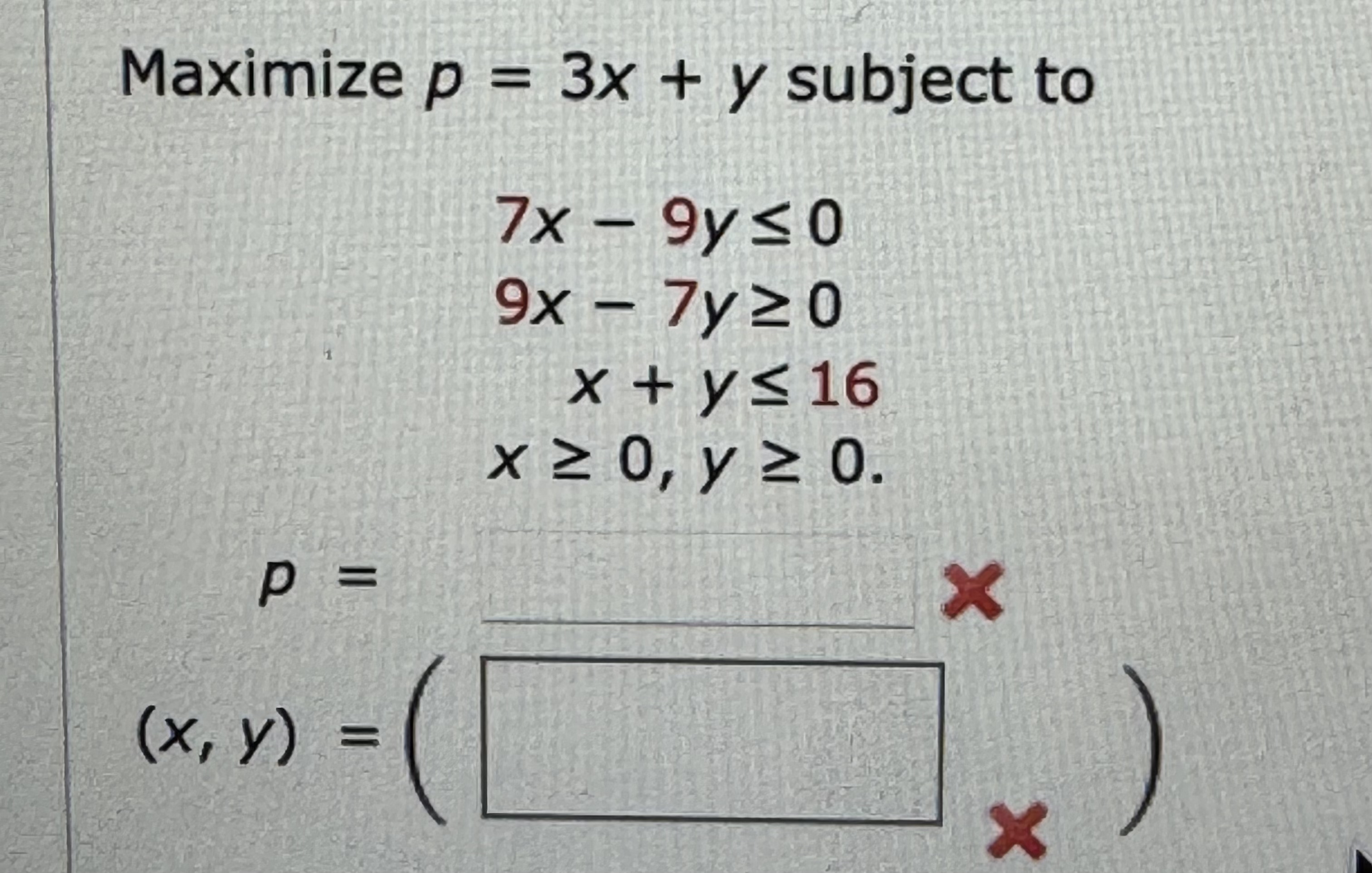 Solved Maximize p=3x+y ﻿subject to | Chegg.com