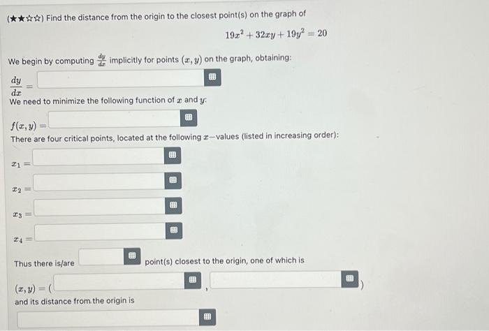 Solved ( ) Find the distance from the origin to the | Chegg.com