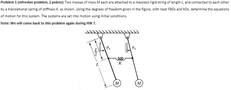 Solved Two masses of mass M ﻿each are attached to a massless | Chegg.com