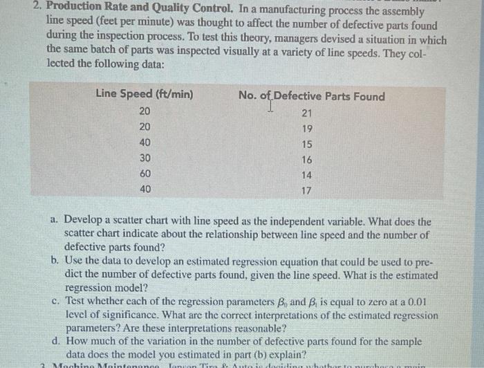 Solved 2. Production Rate and Quality Control, In a | Chegg.com