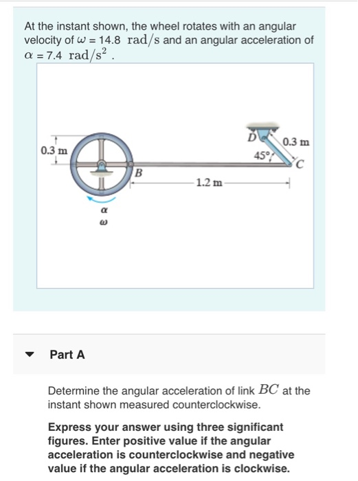 Solved At the instant shown, the wheel rotates with an | Chegg.com