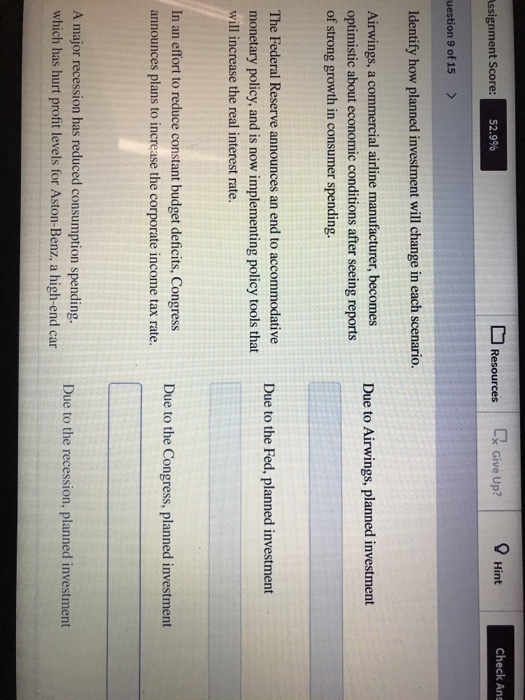 Solved 52.9% Resources Assignment Score: Hint Cx Give Up? | Chegg.com