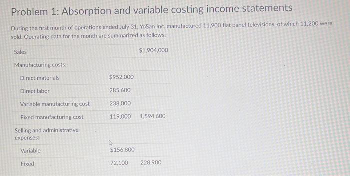 Solved Instructions 1 Prepare An Income Statement Based On