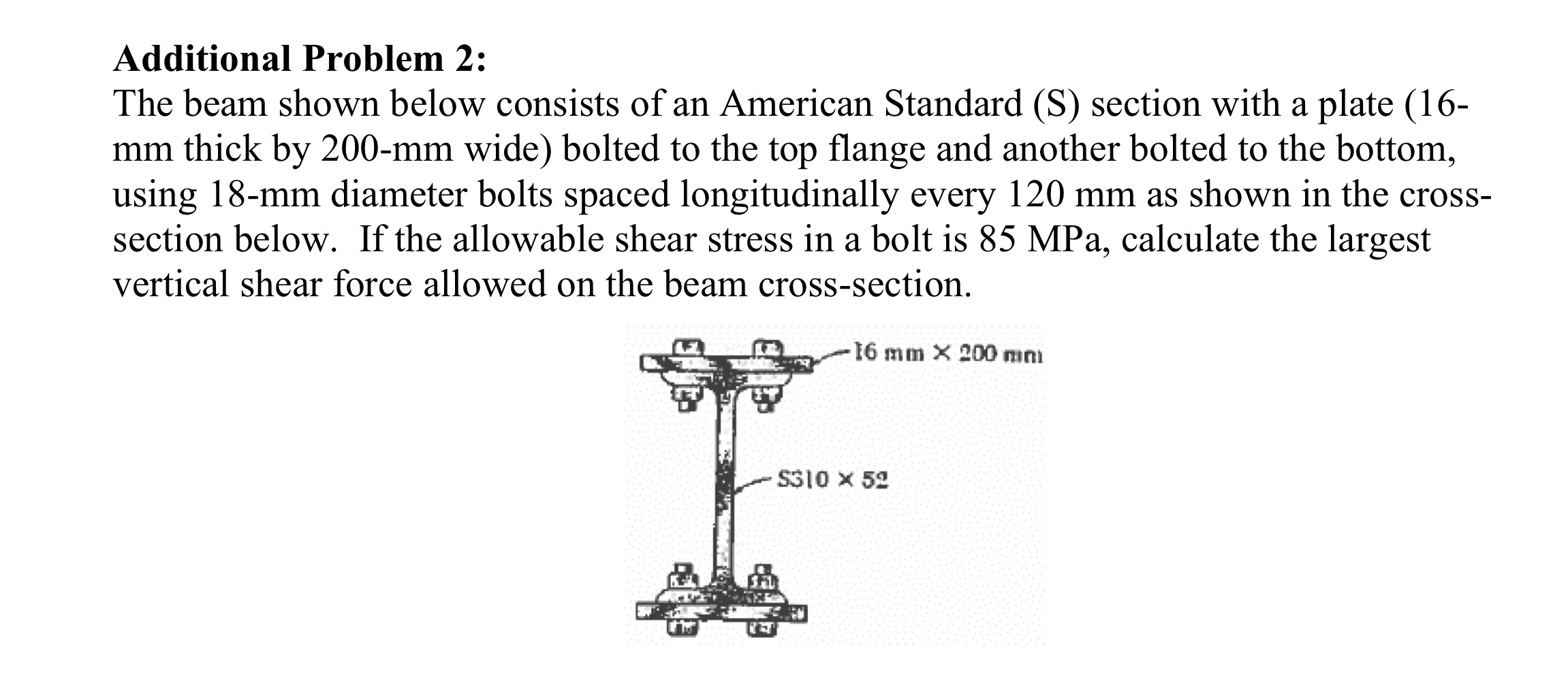 Solved Additional Problem 2:The beam shown below consists of | Chegg.com
