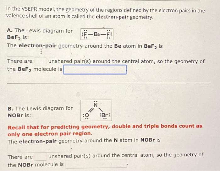 Solved In the VSEPR model, the geometry of the regions | Chegg.com