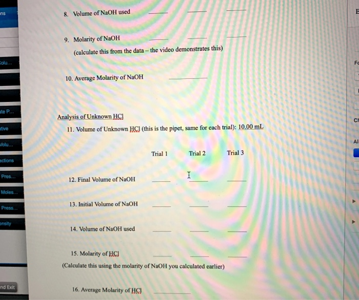 Report Form Watch the "Acid-Base Lab Demo" video in | Chegg.com