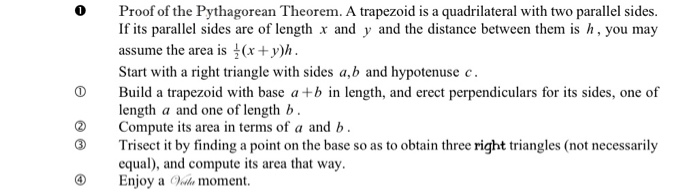 Solved Proof of the Pythagorean Theorem. A trapezoid is a | Chegg.com