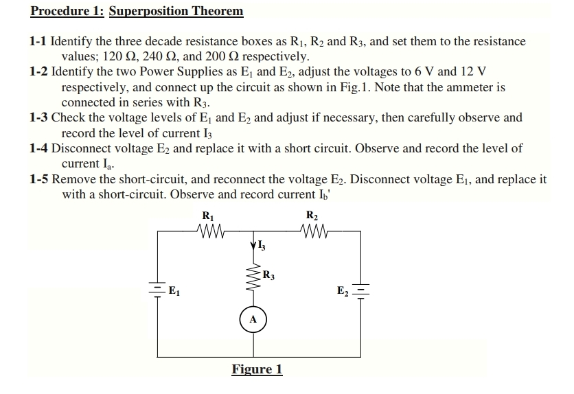 Solved Procedure 1: Superposition Theorem1-1 ﻿Identify the | Chegg.com
