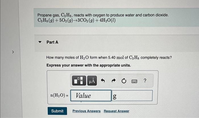Solved Propane gas, C3H8, reacts with oxygen to produce | Chegg.com